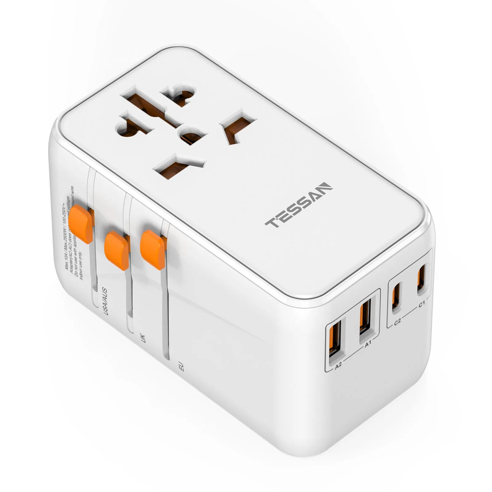 Tessan 100W GaN Universal Power Adapter With 2 USB-C And 2 USB Ports ...